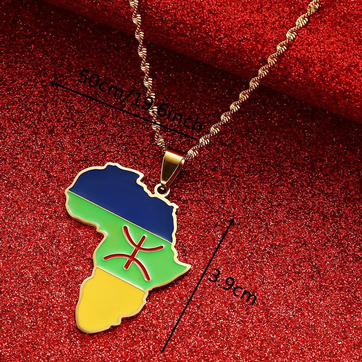Africa Berber Flag Map Necklace - Flag Nation