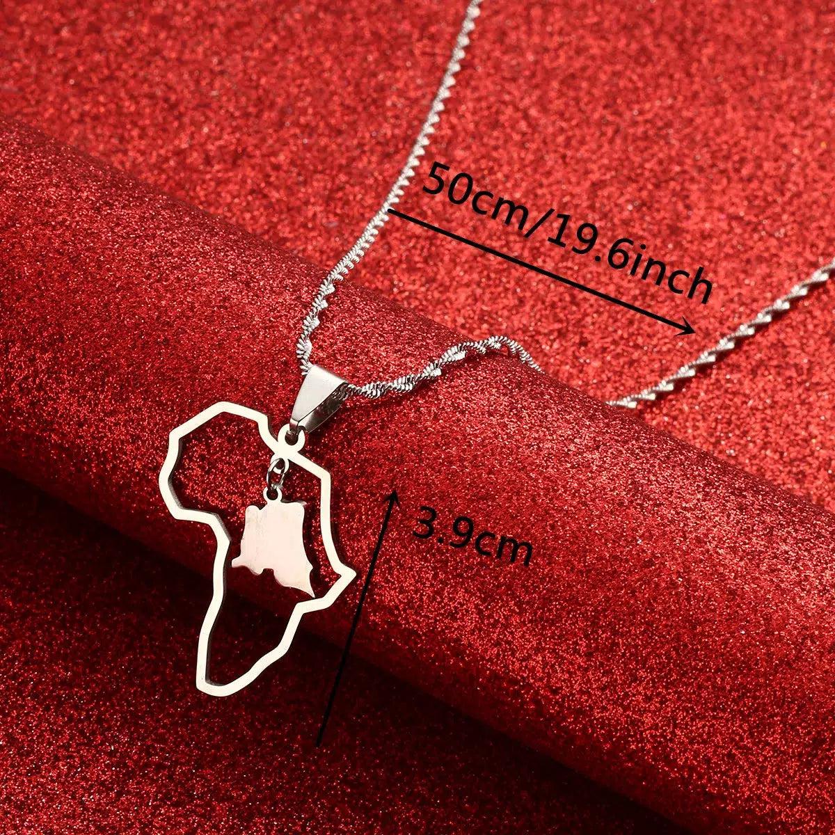 Africa Congo Map Necklace - Flag Nation