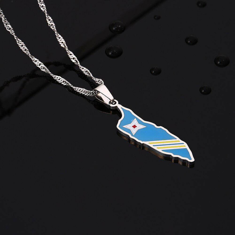 Aruba Flag Map Necklace - Flag Nation