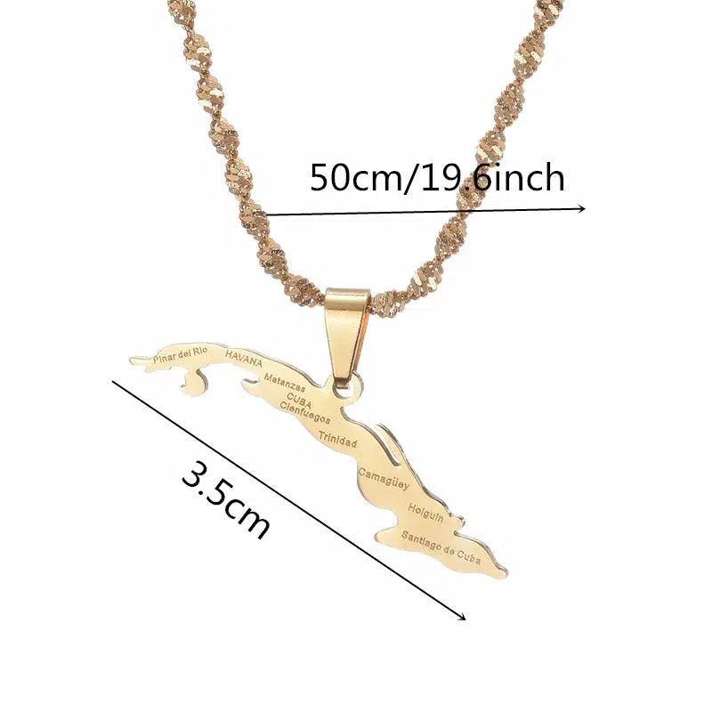 Cuba Map Necklace - Flag Nation