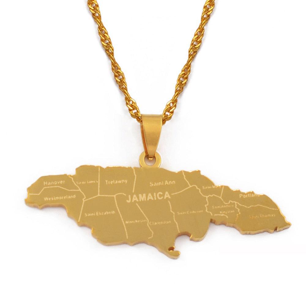 Jamaica Map Necklace - Flag Nation