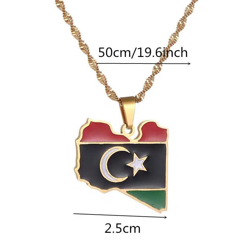 Libya Flag Map Necklace - Flag Nation