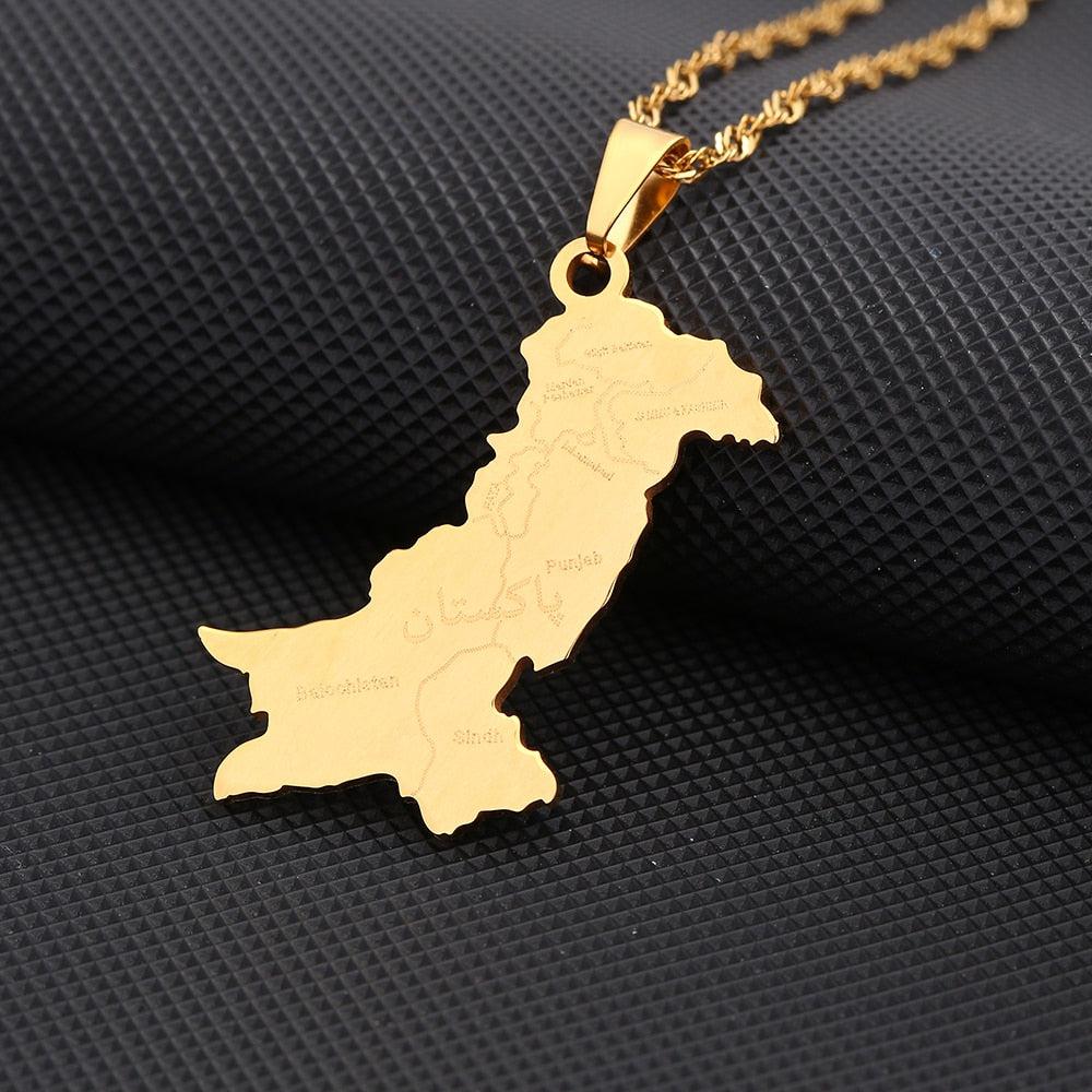 Pakistan Map Necklace - Flag Nation