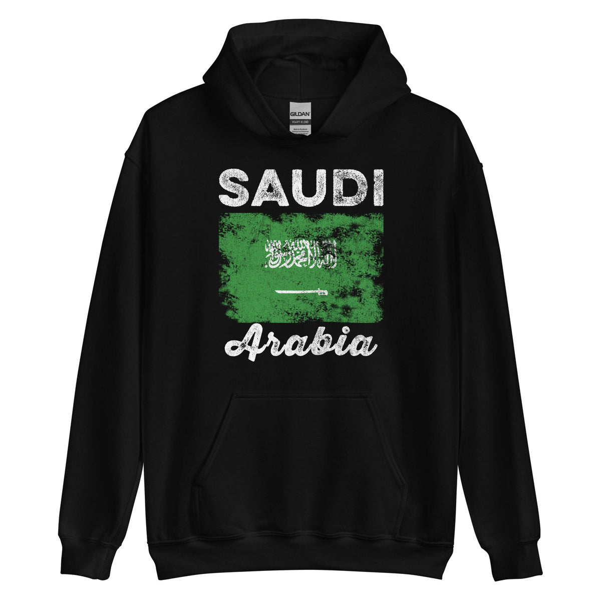 Saudi Arabia Flag Distressed Saudi Flag Hoodie - Flag Nation