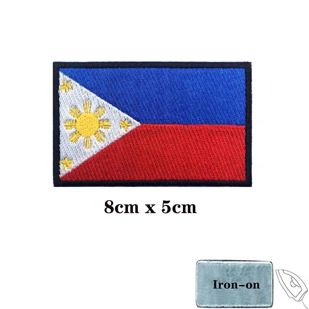 Philippines Flag Patch - Iron On/Hook & Loop Patch - Flag Nation